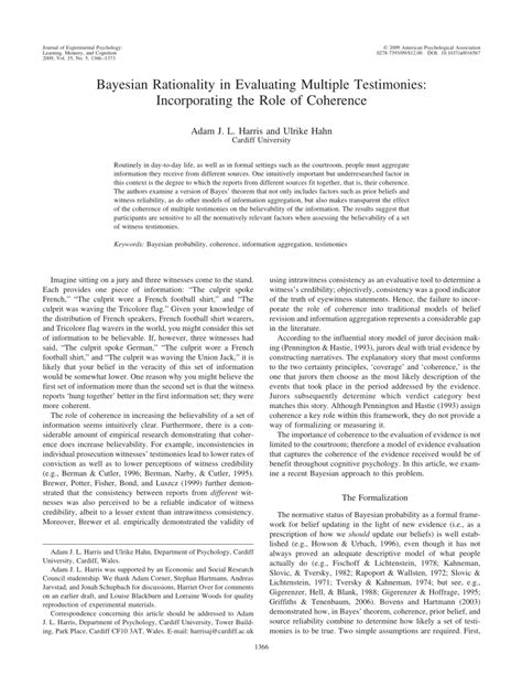 Pdf Bayesian Rationality In Evaluating Multiple Testimonies