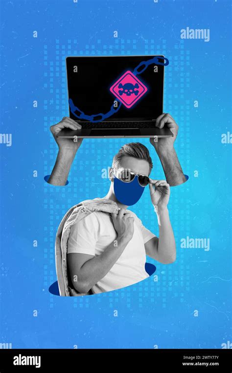 Composite Sketch Image Trend Artwork 3d Photo Collage Of Cool Hacker