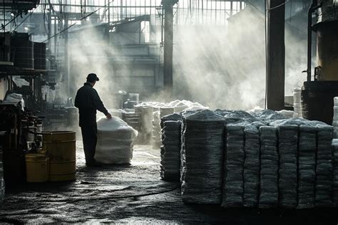 Factory Worker Handling Raw Materials Premium AI Generated Image