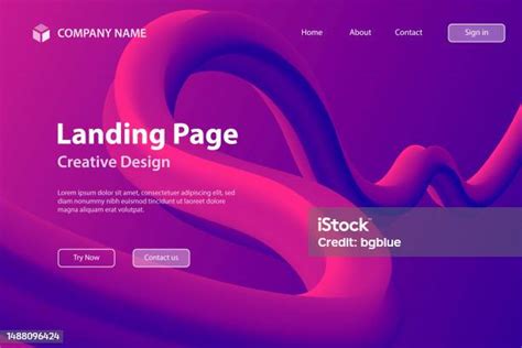 방문 페이지 템플릿 보라색 그라데이션 배경의 유체 추상 설계 3차원 형태에 대한 스톡 벡터 아트 및 기타 이미지 3차원 형태 가상현실 곡선 Istock
