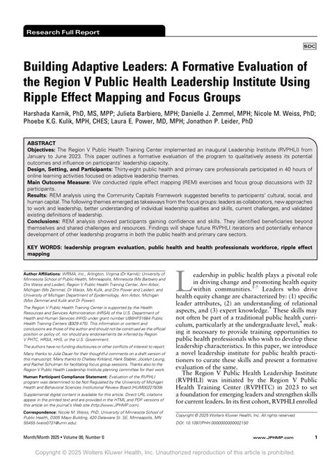 Pdf Building Adaptive Leaders A Formative Evaluation Of The Region V Public Health Leadership