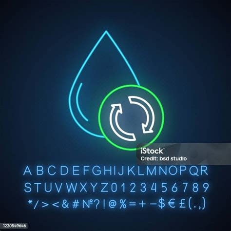 물 여과 정화 네온 빛 아이콘 행성 수생 자원의 보존 재활용 은재시스템 알파벳 숫자 및 기호와 빛나는 기호 벡터 절연 그림 가정 생활에 대한 스톡 벡터 아트 및 기타 이미지