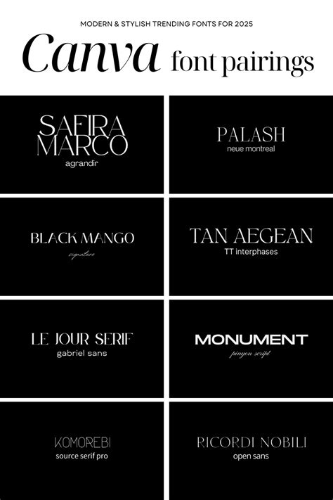 Trending Canva Fonts Set To Dominate In 2025 Elegant And Modern In 2025 Font Combinations