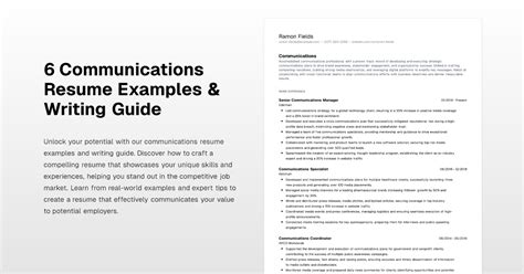 6 Communications Resume Examples And Writing Guide