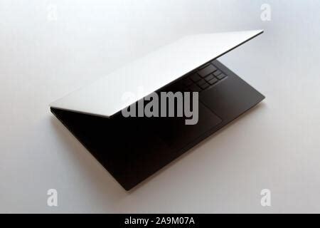 Laptop Half Closed Isolated On White Background Laptop Half Closed