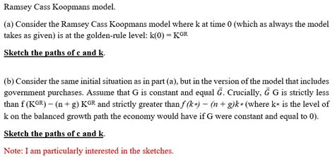 Answered Ramsey Cass Koopmans Model A Bartleby