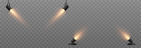 광원의 벡터 집합입니다 스포트라이트에서 나오는 빛 스튜디오 스튜디오 조명 격리 된 스포트라이트 노란 불빛 조명 효과 스포트라이트에 대한 스톡 벡터 아트 및 기타 이미지