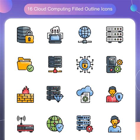 Premium Vector Cloud Computing Vector Filled Outline Icon Set 01