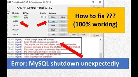 Trick No 2how To Fix Xampp Mysql Cant Start Youtube