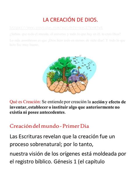 Clase De Religión La Creación De Dios Quinto Dia Pdf