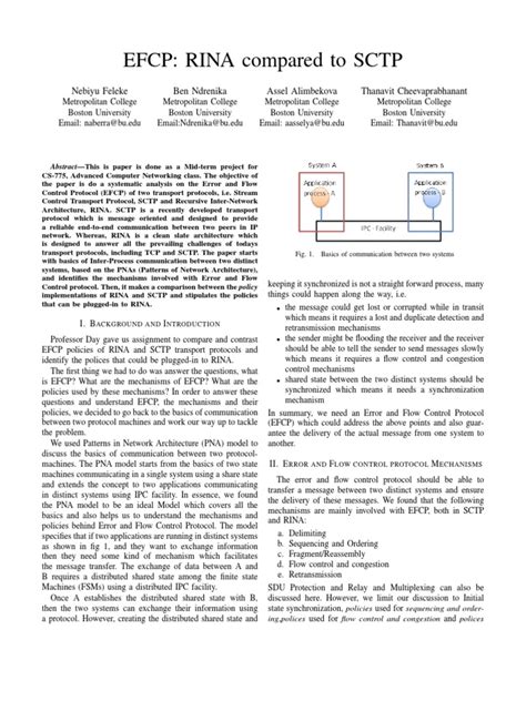 Comparison Of Error And Flow Control Protocol In Rina Recursive Inter Network Architecture And