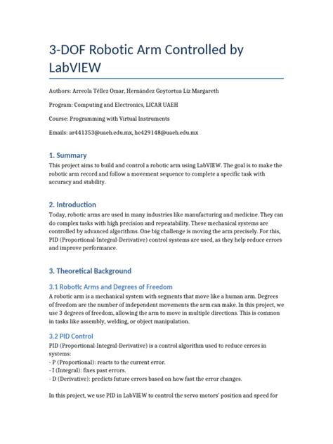 3dof Robotic Arm English Pdf Robotics Computer Engineering