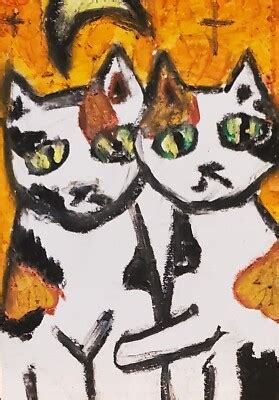 Calico Cats Under Moon Collectible Cat Art Print 8 5 X 11 Artist Ksams
