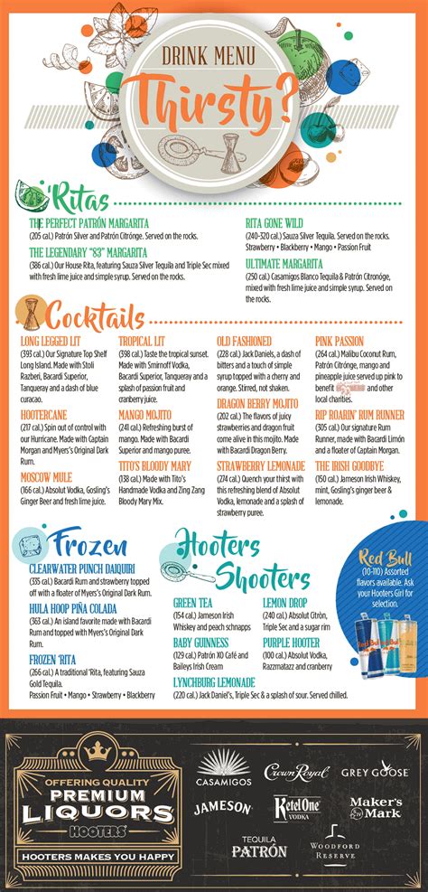 Liquor Menu Original Hooters
