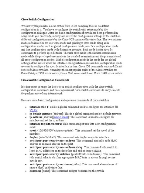 Cisco Switch Setup Guide Pdf Network Switch Computer Engineering