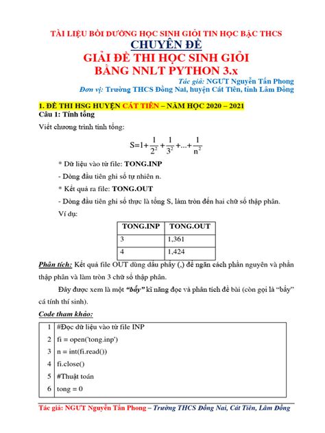 Chuyen De Giai De Thi Hoc Sinh Gioi Tin Thcs Bang Python Pdf