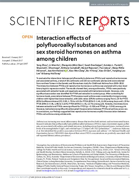 Pdf Interaction Effects Of Polyfluoroalkyl Substances And Sex Steroid