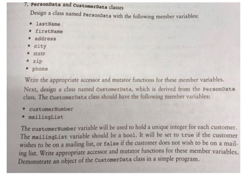 solved 7 persondata and customerdata classes design a class