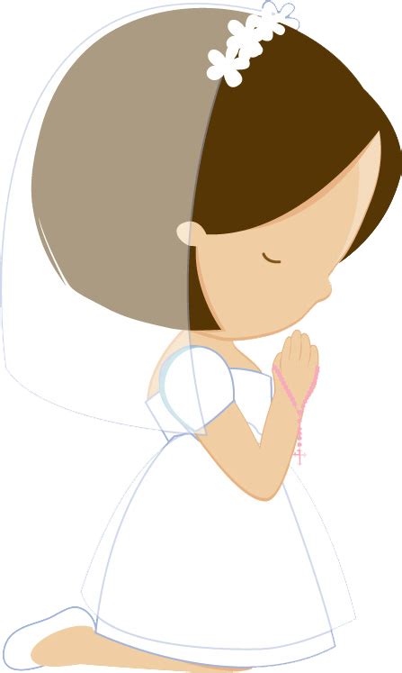 دختر بچه کارتونی با لباس پرنسسی سفید در حال دعا کردن