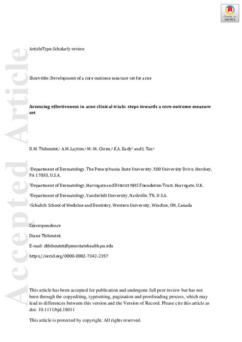 Pdf Assessing Effectiveness In Acne Clinical Trials Steps Towards A