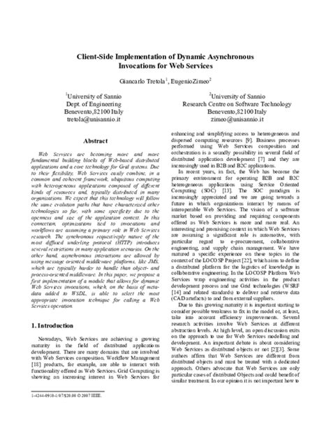 Pdf Client Side Implementation Of Dynamic Asynchronous Invocations