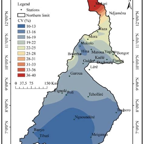 Spatial Distribution Of Interannual Variability Of Annual Rainfall Cv