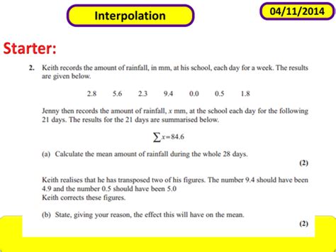 Linear Interpolation Lesson Teaching Resources