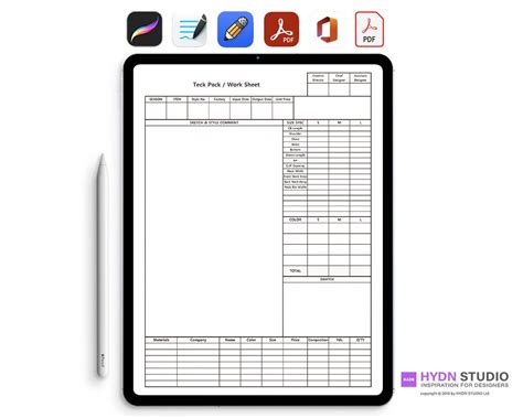 Tech Pack Design Template English PDF Procreate Goodnotes Fashion Flats Fashion Design