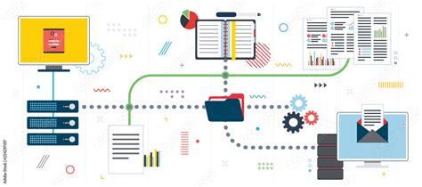 Network Computers Cloud Computing And Data Server Computers And Laptop Accessing Server Files