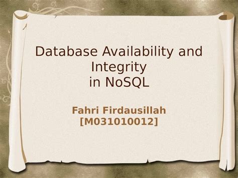 pdf database availability and integrity in nosql · what is nosql stands for not only sql