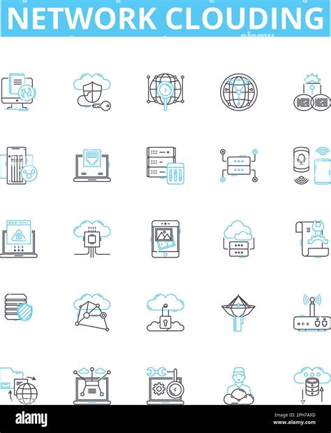 Network Clouding Vector Line Icons Set Network Clouding Cloud Computing Networking