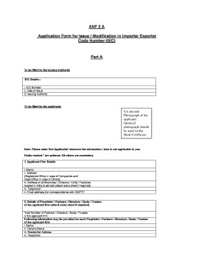 Fillable Online Code Number IEC Fax Email Print PdfFiller