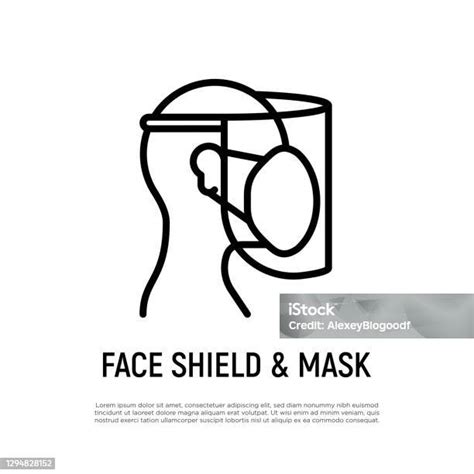 외과 마스크와 얼굴 방패 얇은 라인 아이콘 의사에 대한 보호 투명 플라스틱 마스크 신규 표준 벡터 그림입니다 0명에 대한 스톡 벡터 아트 및 기타 이미지 Istock