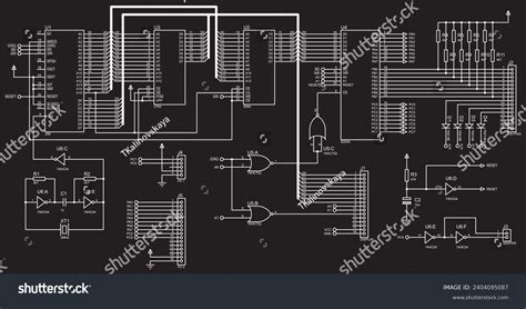 Vector Electrical Circuit Schematic Diagram Electronic Stock Vector Royalty Free 2404095087