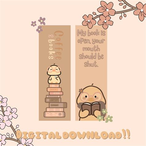 Digital Cute Duck Bookmarks Cute Bookmarks Book Lovers Bookmark T