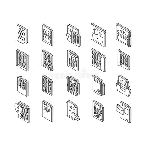 document paper file business page isometric icons set vector stock