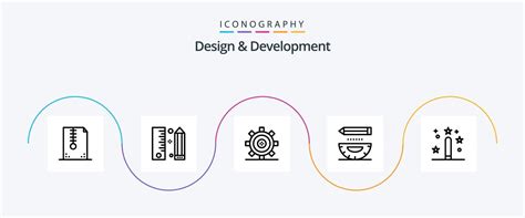 design and development line 5 icon pack including design coding