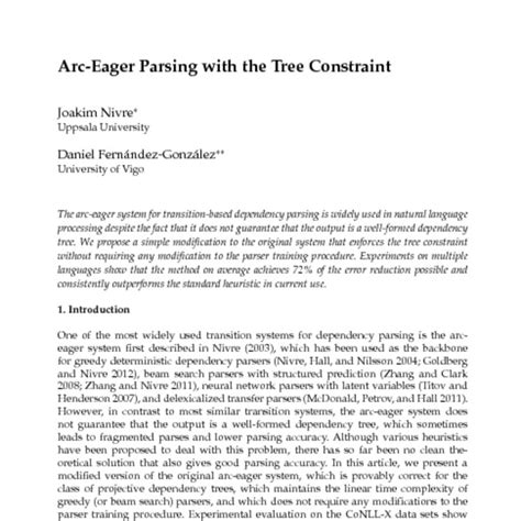 Squibs Arc Eager Parsing With The Tree Constraint Acl Anthology