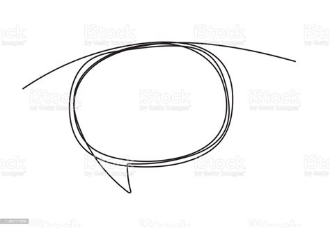 타원형 음성 거품의 연속 라인 드로잉 흑백 벡터 최소 선형 그림 한 줄로 만든 단일 이미지에 대한 스톡 벡터 아트 및 기타