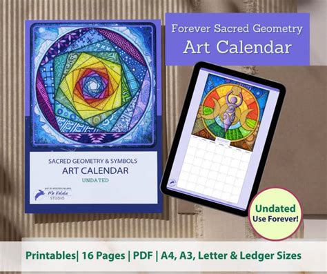 Sacred Geometry Calendar Pdf Undated Monthly Planner With Ancient Symbols