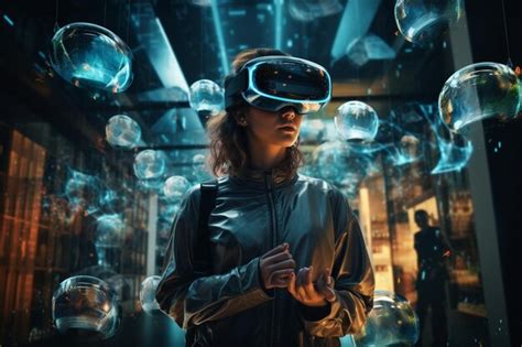 Premium Ai Image Full Shot Woman Augmented Reality Technology