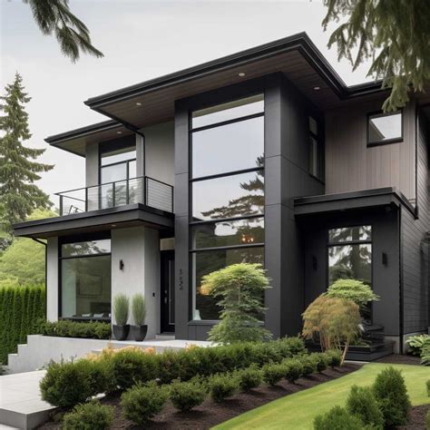 Dark Grey House With Black Trim And Windows A Guide To Modern Home Design