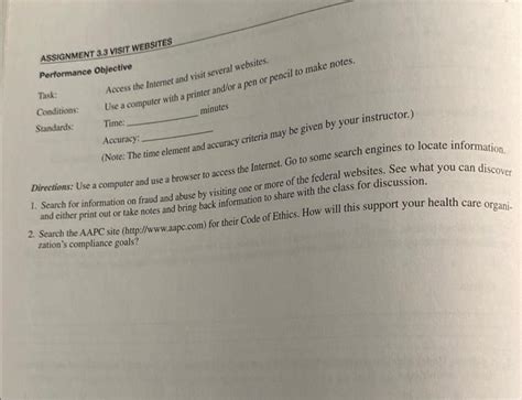 Solved Assignment 33 Visit Websites Performance Objective