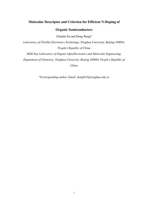 Pdf Molecular Descriptor And Criterion For Efficient N Doping Of