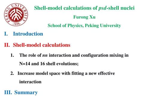 Ppt Shell Model Calculations Of Psd Shell Nuclei Furong Xu School Of