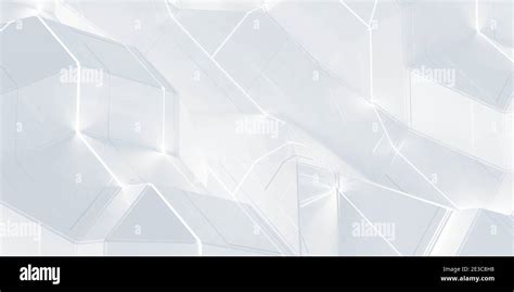 Abstract White Geometric Shapes With Glowing Modern Futuristic Technology Surface 3d Render