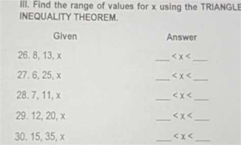 solved iil find the range of values for x using the triangle