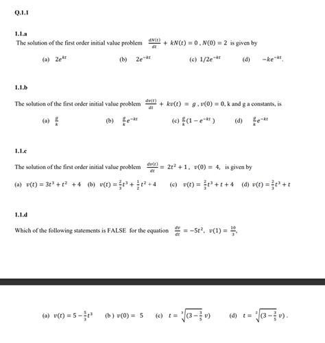 Solved 11a The Solution Of The First Order Initial Value