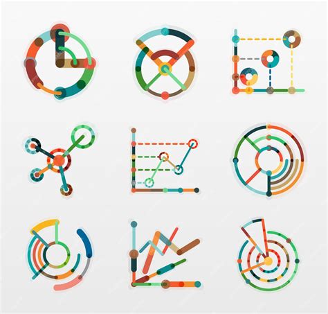 Premium Vector Thin Line Chart Logo Set Graph Icons Modern Colorful