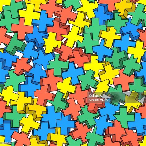 벡터 3d 십자가 또는 더하기 기호의 완벽 한 패턴입니다 흩어져 하 고 무작위로 회전 3d 모양입니다 편집 가능한 스트로크